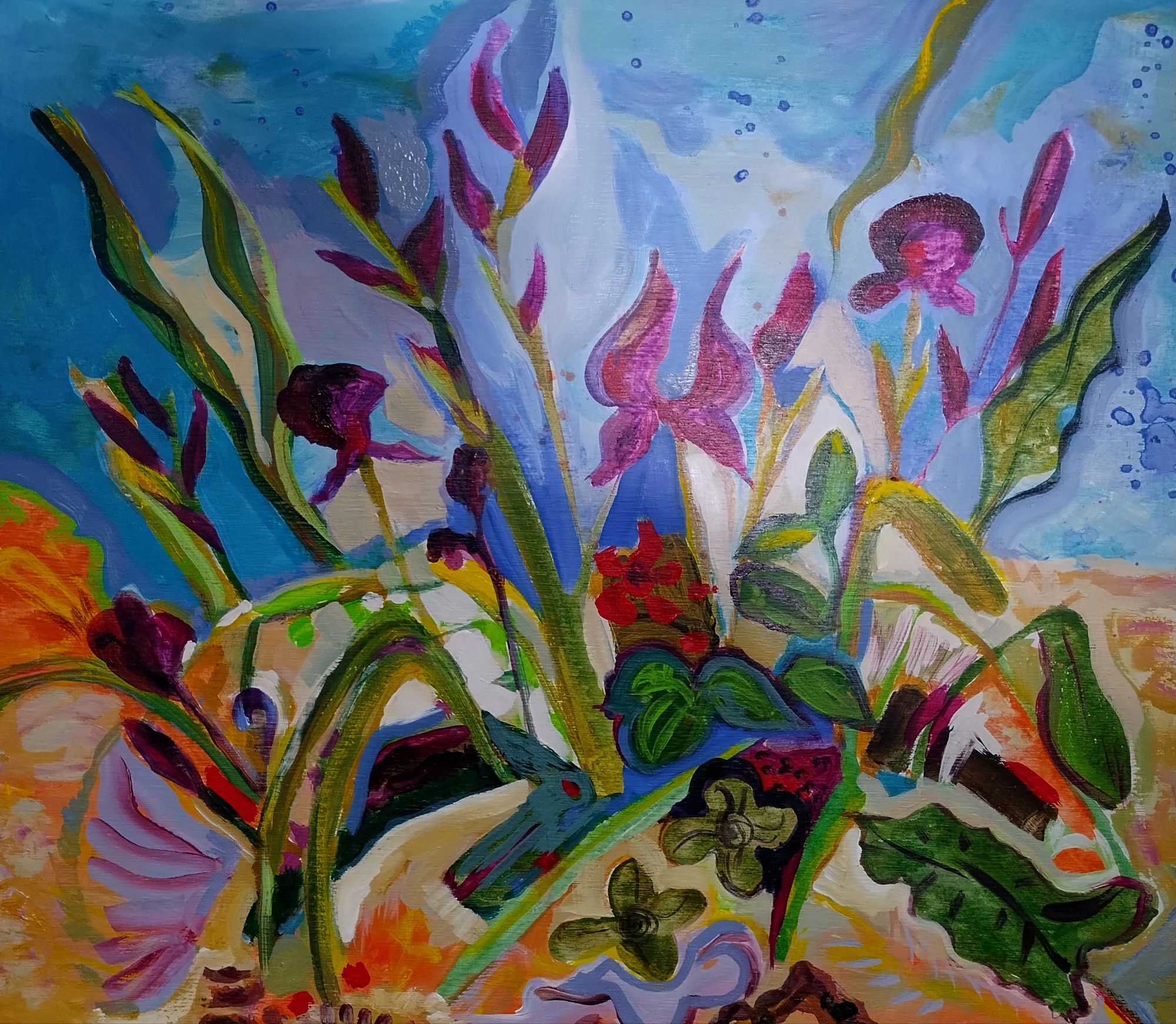 Iris on wood – Joyce Lieberman